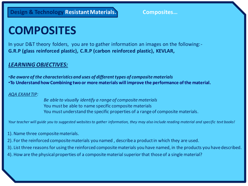 Resistant Materials : Composite Materials Exam Preparation | Teaching ...