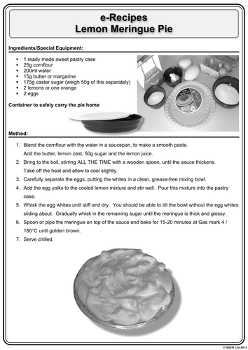 e-Recipe 17 - Lemon Meringue Pie | Teaching Resources