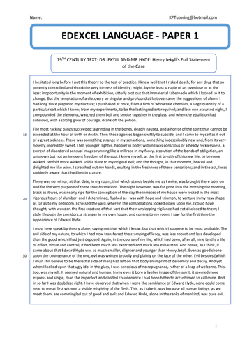 EDEXCEL LANGUAGE PAPER 1: QUESTIONS 1-4 complete MOCK (three different ...