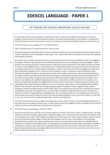 EDEXCEL LANGUAGE PAPER 1: QUESTIONS 1-4 complete MOCK (three different ...