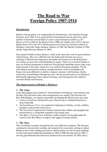 The Road to War: British Foreign Policy 1907-1914 | Teaching Resources