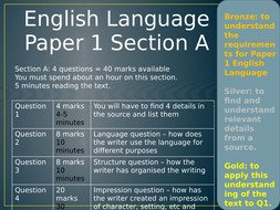 AQA Language Paper 1 Section A | Teaching Resources