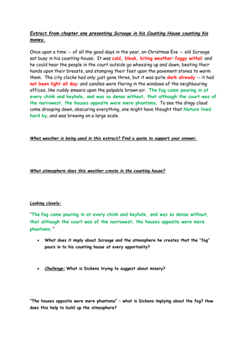 AQA 9-1 Low Ability Y9 A Christmas Carol Stave 1 - Pathetic fallacy ...
