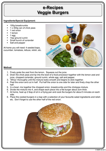 e-Recipe 29 - Veggie Burgers | Teaching Resources