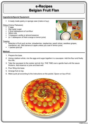 e-Recipe 31 - Belgian Fruit Flan | Teaching Resources