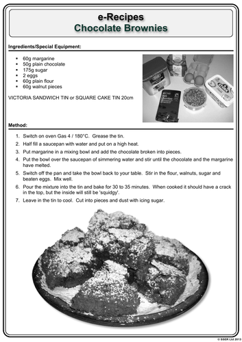 e-Recipe 37 - Chocolate Brownies | Teaching Resources