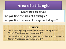 Area of triangle and compound of shapes | Teaching Resources