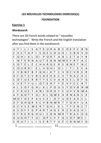 LES NOUVELLES TECHNOLOGIES REVIEW (FOUNDATION) | Teaching Resources