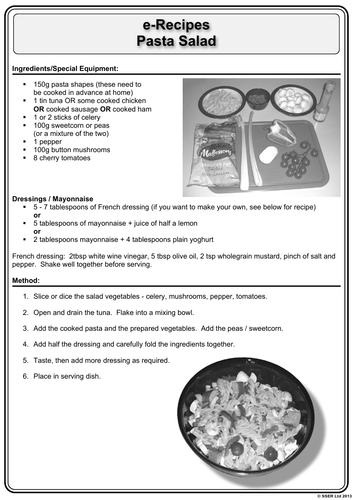 e-Recipe 47 - Pasta Salad | Teaching Resources