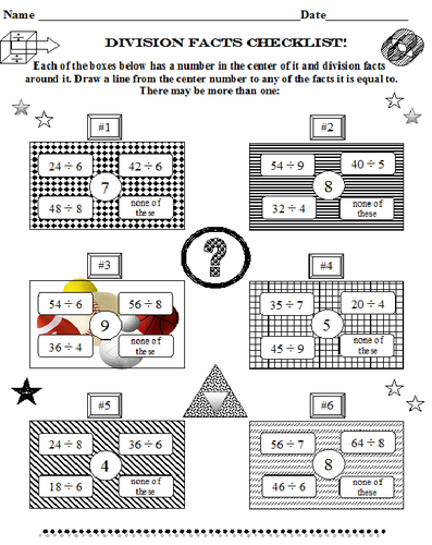 Division Facts Bundle 14 Worksheets | Teaching Resources