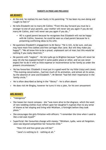 Pride and Prejudice Essay Plans | Teaching Resources