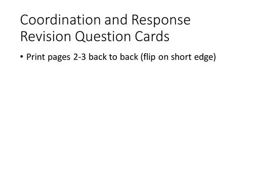 IGCSE Biology Coordination and Response Revision Question Cards ...