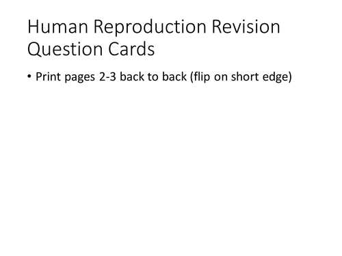 IGCSE Biology Human Reproduction Revision Question Cards | Teaching ...