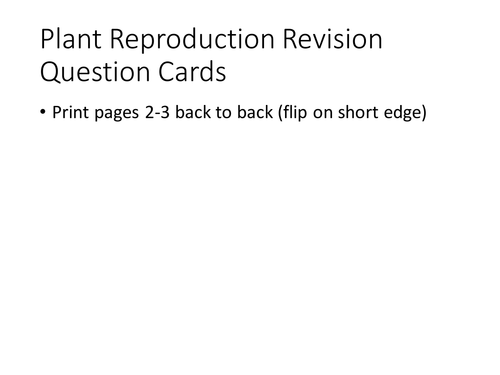IGCSE Biology Plant Reproduction Revision Question Cards | Teaching ...