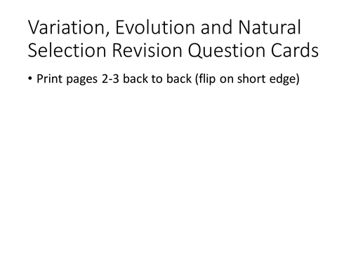 IGCSE Biology Variation, Evolution and Natural Selection Revision ...