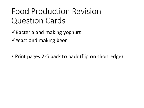 IGCSE Biology Food Production Revision Question Cards | Teaching Resources