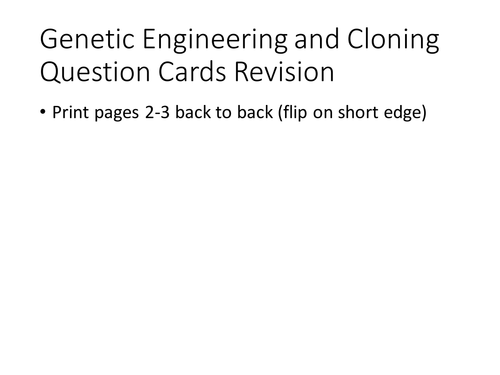 IGCSE Biology Genetic Engineering and Cloning Revision Question Cards ...