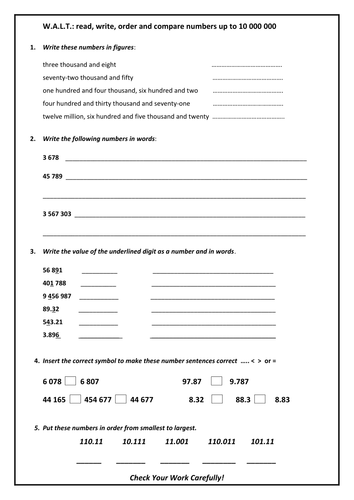 Y6 REVISION - Number and Place Value | Teaching Resources