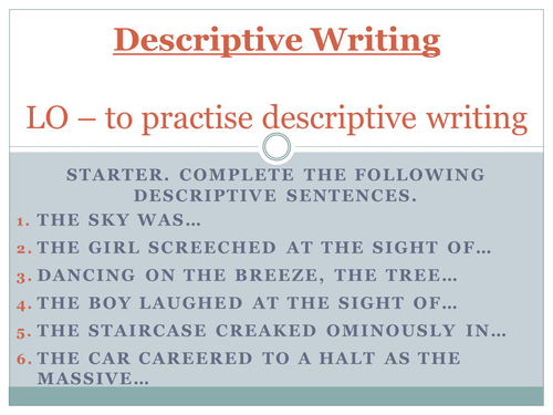 Descriptive Writing - Lesson 1 | Teaching Resources
