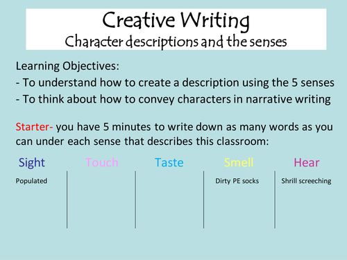 Descriptive Writing - Character descriptions, Lesson 2 | Teaching Resources