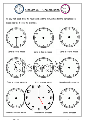 ITALIAN - Che ora è? - Che ore sono? - Worksheets | Teaching Resources