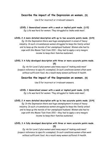 Women during the British depression | Teaching Resources