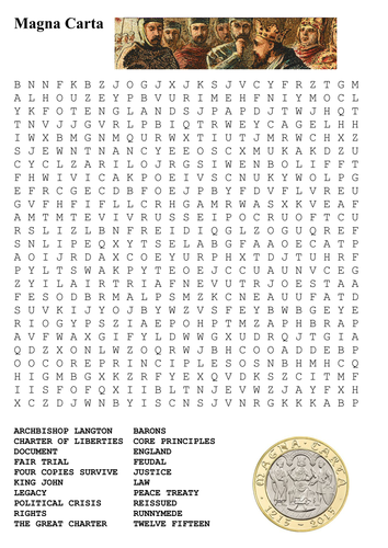 Magna Carta Word Search | Teaching Resources