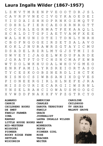 Laura Ingalls Wilder Word Search | Teaching Resources