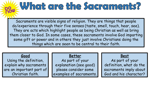 AQA A Christianity: Practices - Lesson 3 The Sacraments | Teaching Resources
