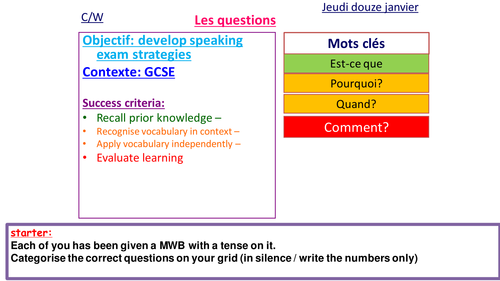 les questions: identifying tenses / clues to tackle speaking exam ...