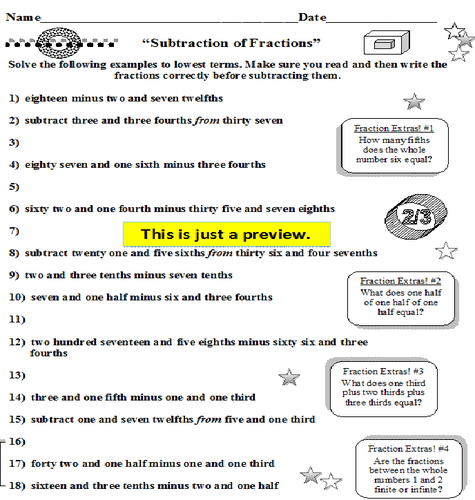 Fractions TWIST All Operations Examples | Teaching Resources