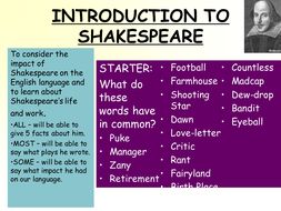 Introduction to Shakespeare | Teaching Resources