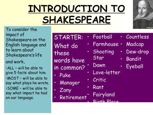Introduction to Shakespeare | Teaching Resources