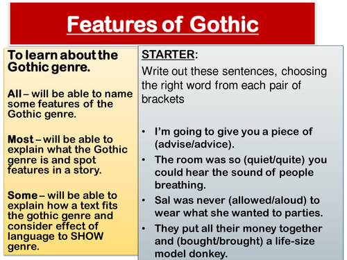Features of Gothic stories KS3 | Teaching Resources