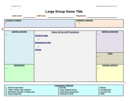 Physical Education - PE Large Group Game Editable Template | Teaching ...