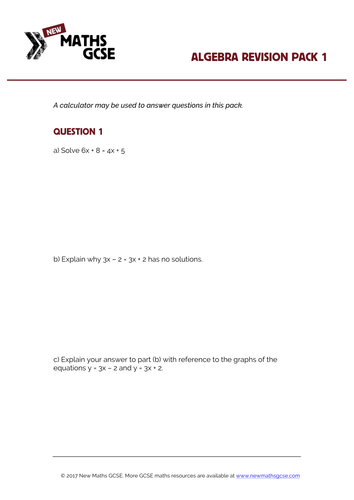 Algebra Revision Pack 1 (Higher Tier) | Teaching Resources