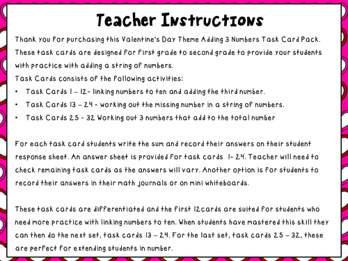 Adding 3 Numbers - Valentine's Day | Teaching Resources