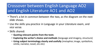Overview of the crossover in AOs between AQA Eng Lit and AQA Eng Lang ...