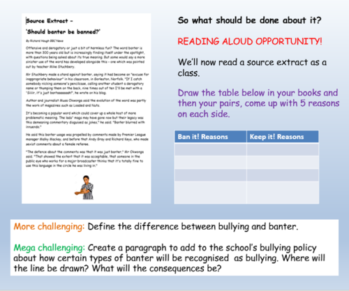 Bullying or Banter PSHE | Teaching Resources