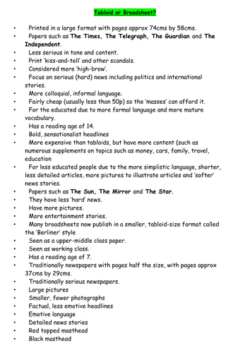 Newspaper and article conventions | Teaching Resources