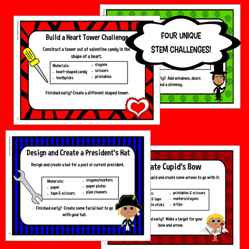 STEM Center Challenges - Valentine's Day Presidents Day STEAM ...