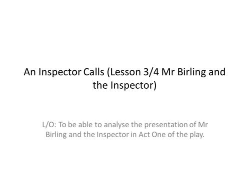 An Inspector Calls Lessons on Act One of the play (6 lessons ...