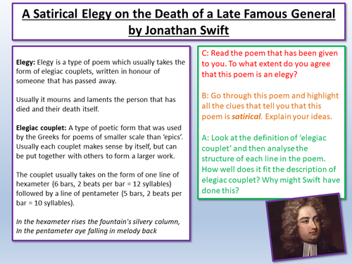 Satirical Elegy on the Death of a Late Famous General - Jonathan Swift ...
