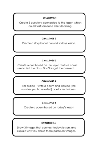Challenge question cards | Teaching Resources