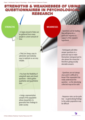 Poster - Research Methods - Questionnaires in Psychological Research ...
