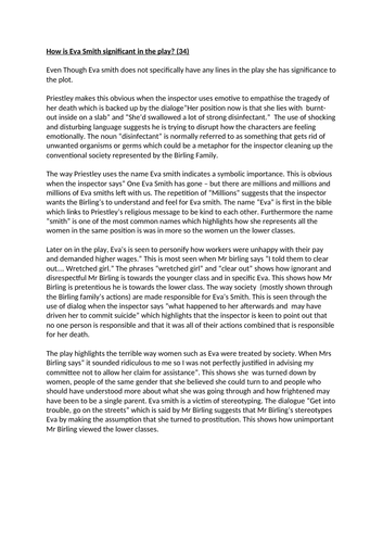 Eva Smith in 'An Inspector Calls' | Teaching Resources