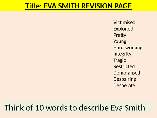 Eva Smith in 'An Inspector Calls' | Teaching Resources