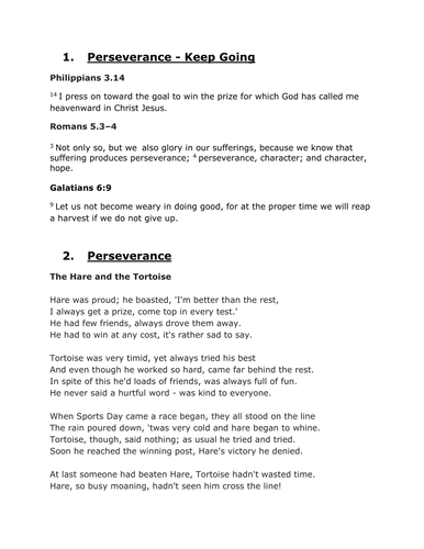 4 Assemblies : 'Keep on Going' - Perseverance | Teaching Resources