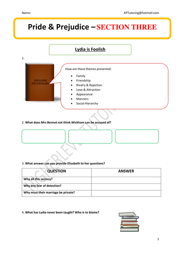 19th Century Novel: JANE AUSTEN: Pride and Prejudice SECTION 3- Chapter ...