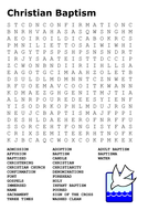 Christian Baptism Word Search | Teaching Resources